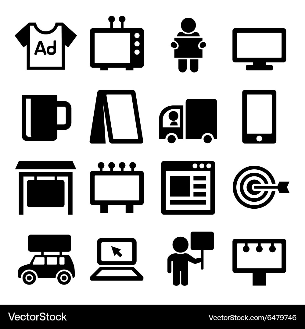 Advertisement icons set on white background Vector Image