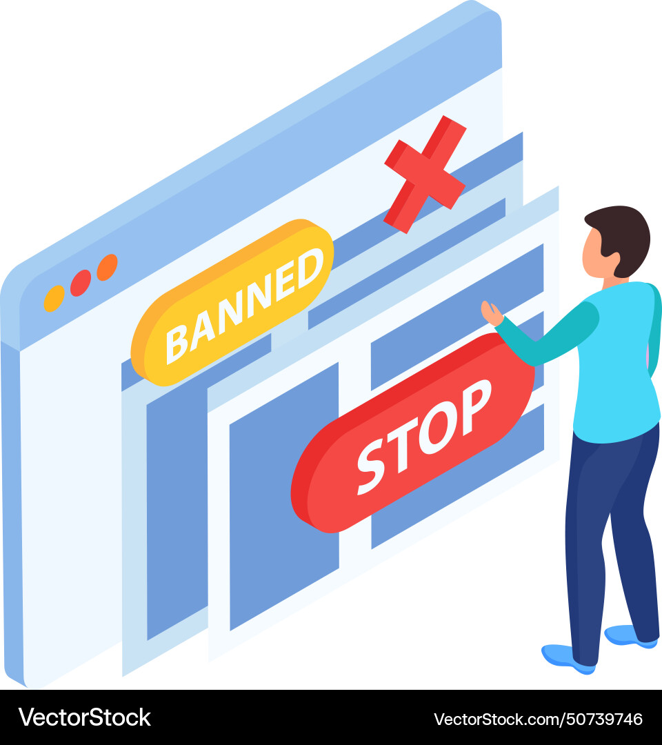 Blocking internet icon Royalty Free Vector Image