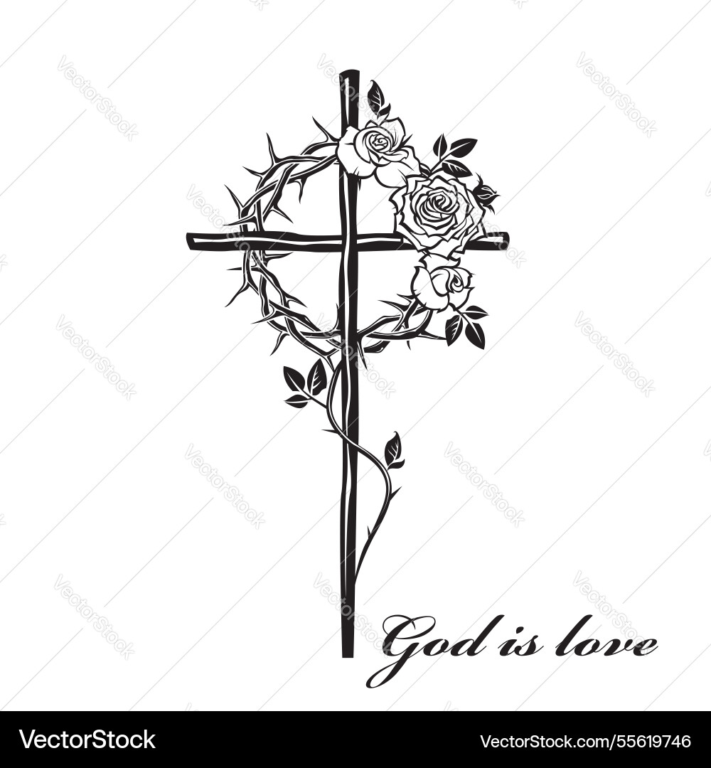 Christian cross and thorn crown Royalty Free Vector Image