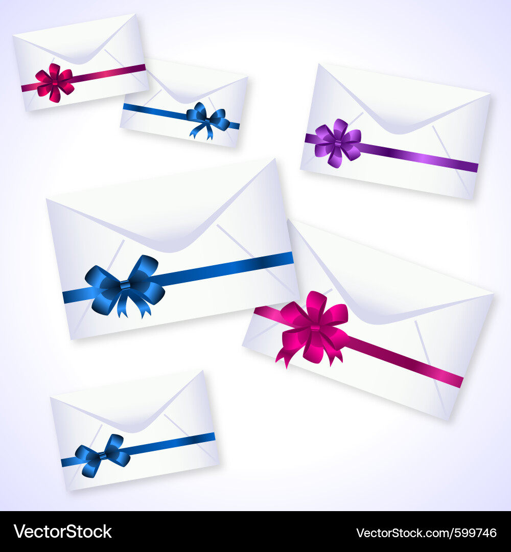 Envelopes with ribbons Royalty Free Vector Image