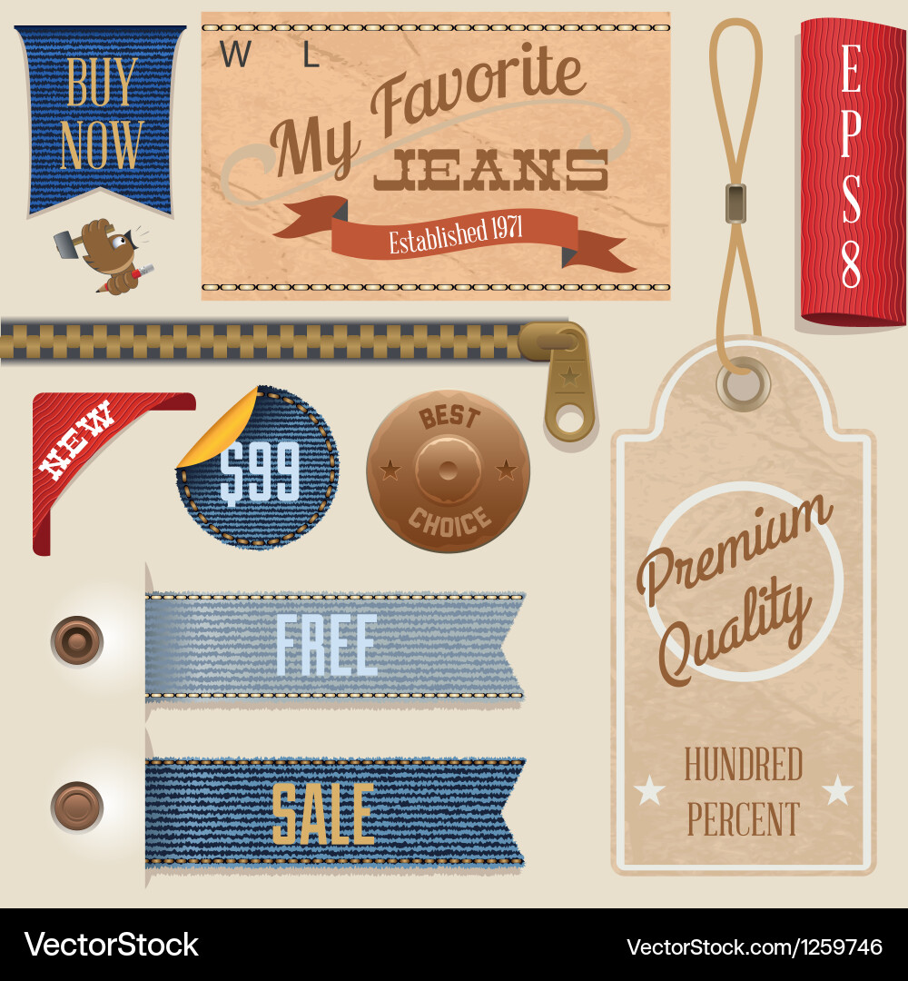 Jeans label set Royalty Free Vector Image - VectorStock