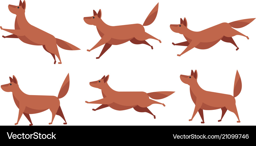 Running cartoon dog animation sprite sheet Vector Image