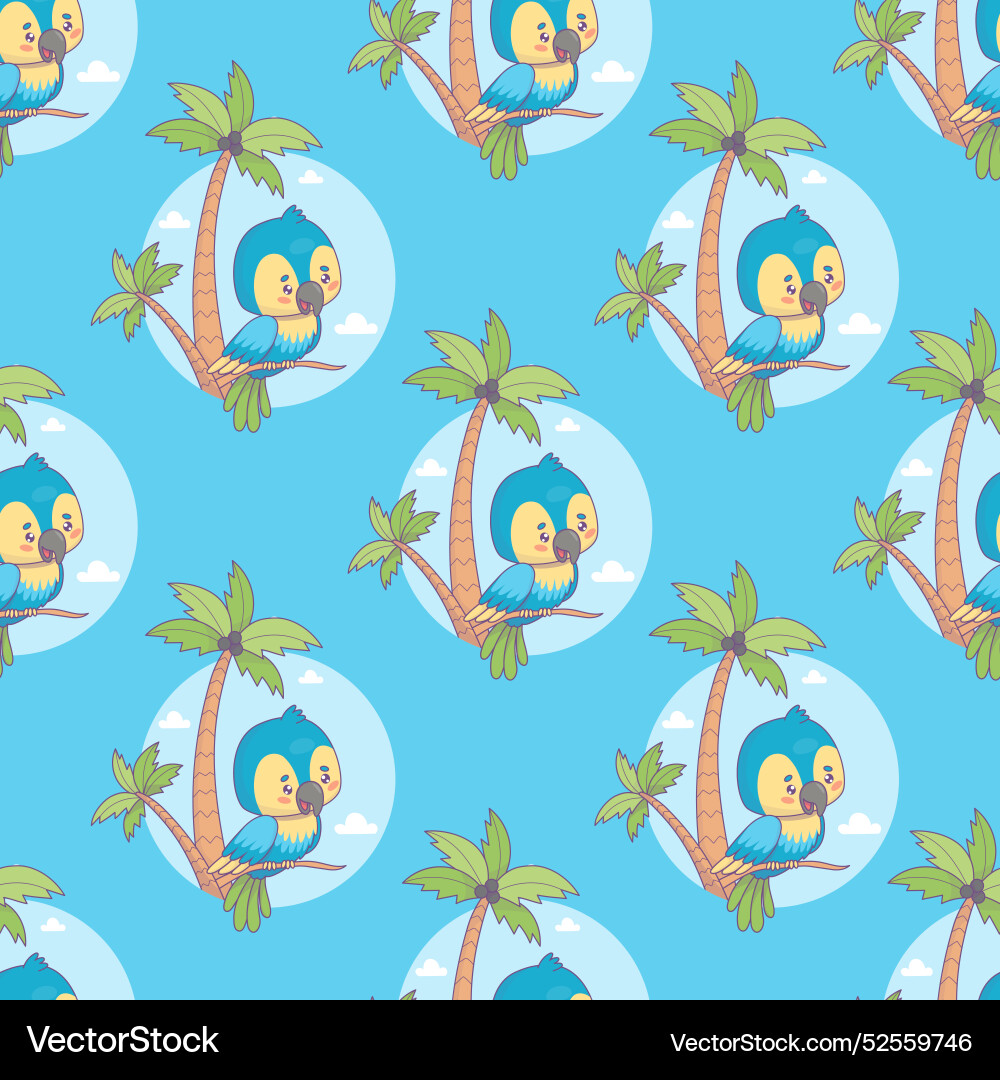 Seamless pattern with ara parrot palm trees Vector Image