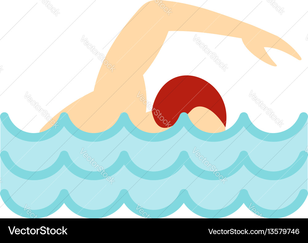 Swimming Swimmer Icon - Crawl Style Royalty Free Vector