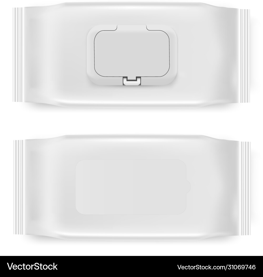 Wet wipes package mockup isolated Royalty Free Vector Image