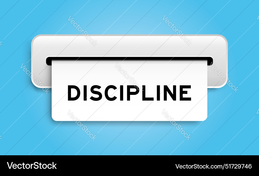 White coupon banner with word discipline from Vector Image
