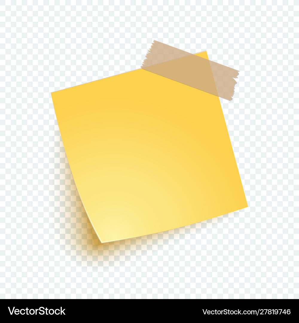 Yellow note paper with shadow sticker Royalty Free Vector