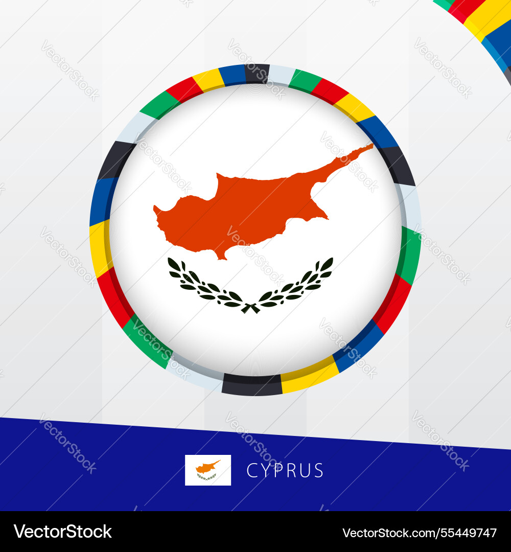 Cyprus flag with colorful circle border Royalty Free Vector