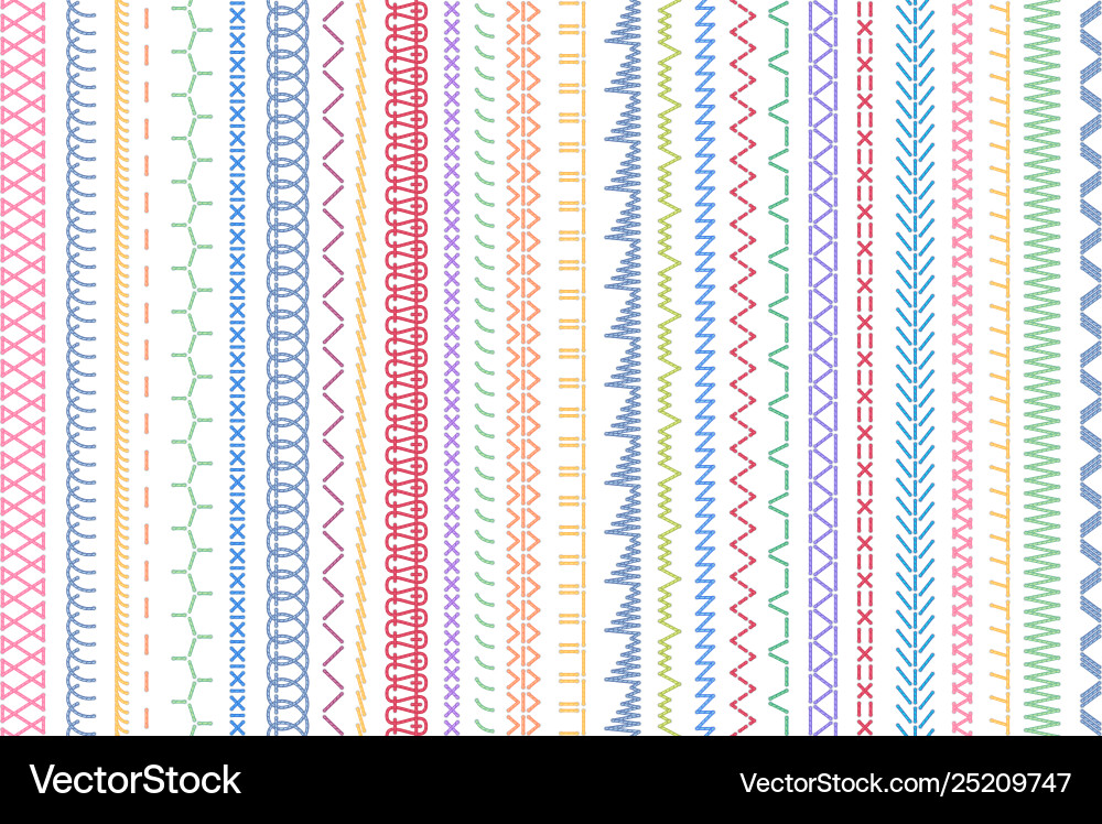 Embroidery Seam Patterns Royalty Free Vector Image