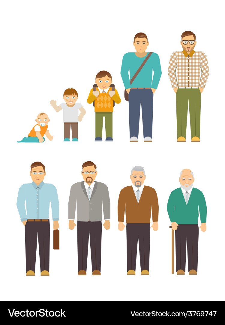 Generation men flat Royalty Free Vector Image - VectorStock