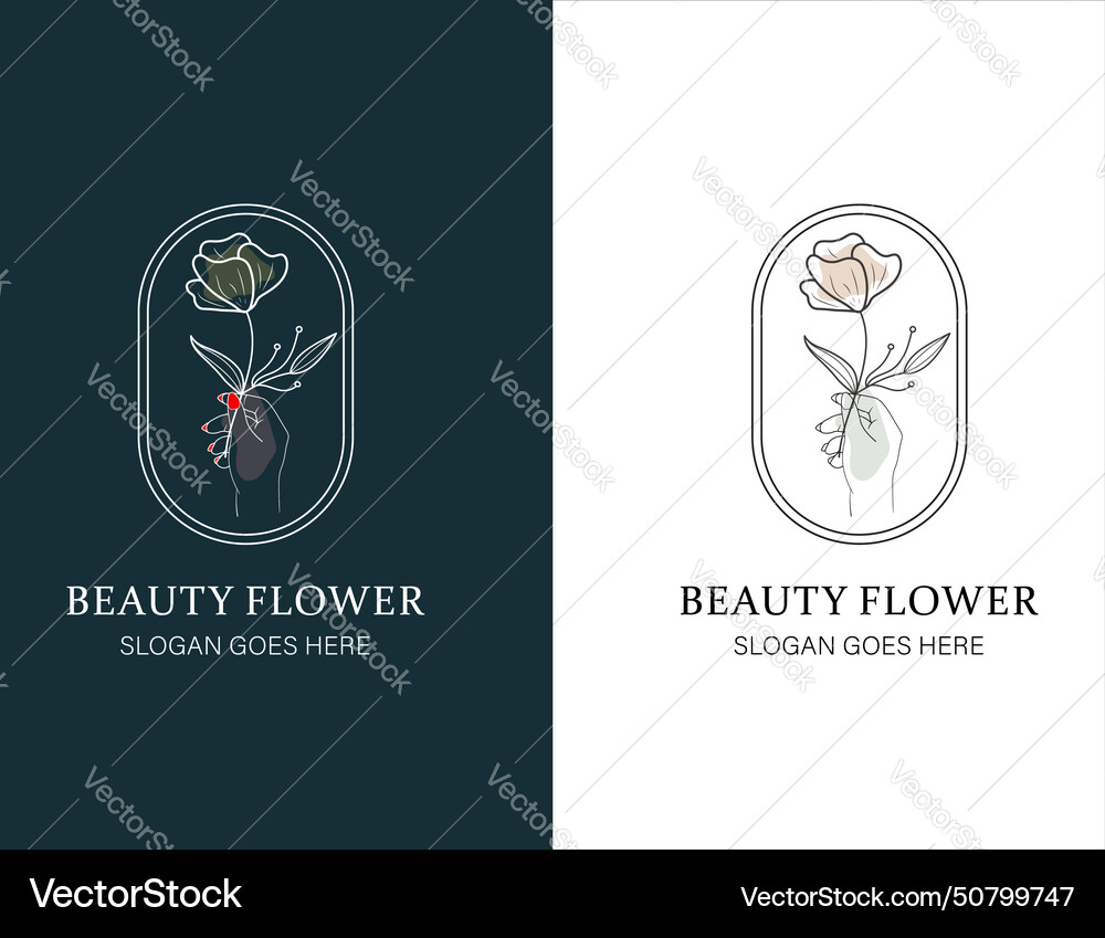 Girl hand flower logo Royalty Free Vector Image