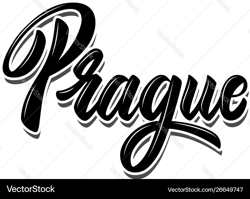 Prague capital czech lettering phrase Royalty Free Vector