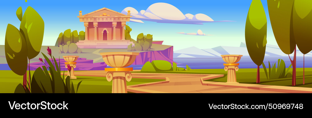 Ancient greek pantheon building with columns Vector Image