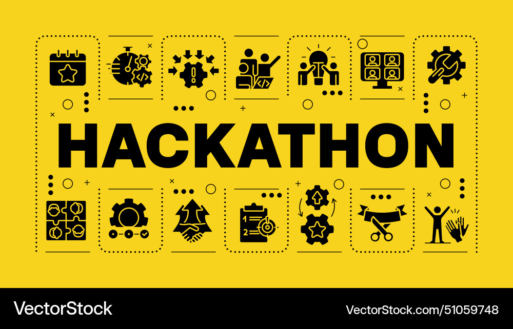 Hackathon black and yellow word concept Royalty Free Vector