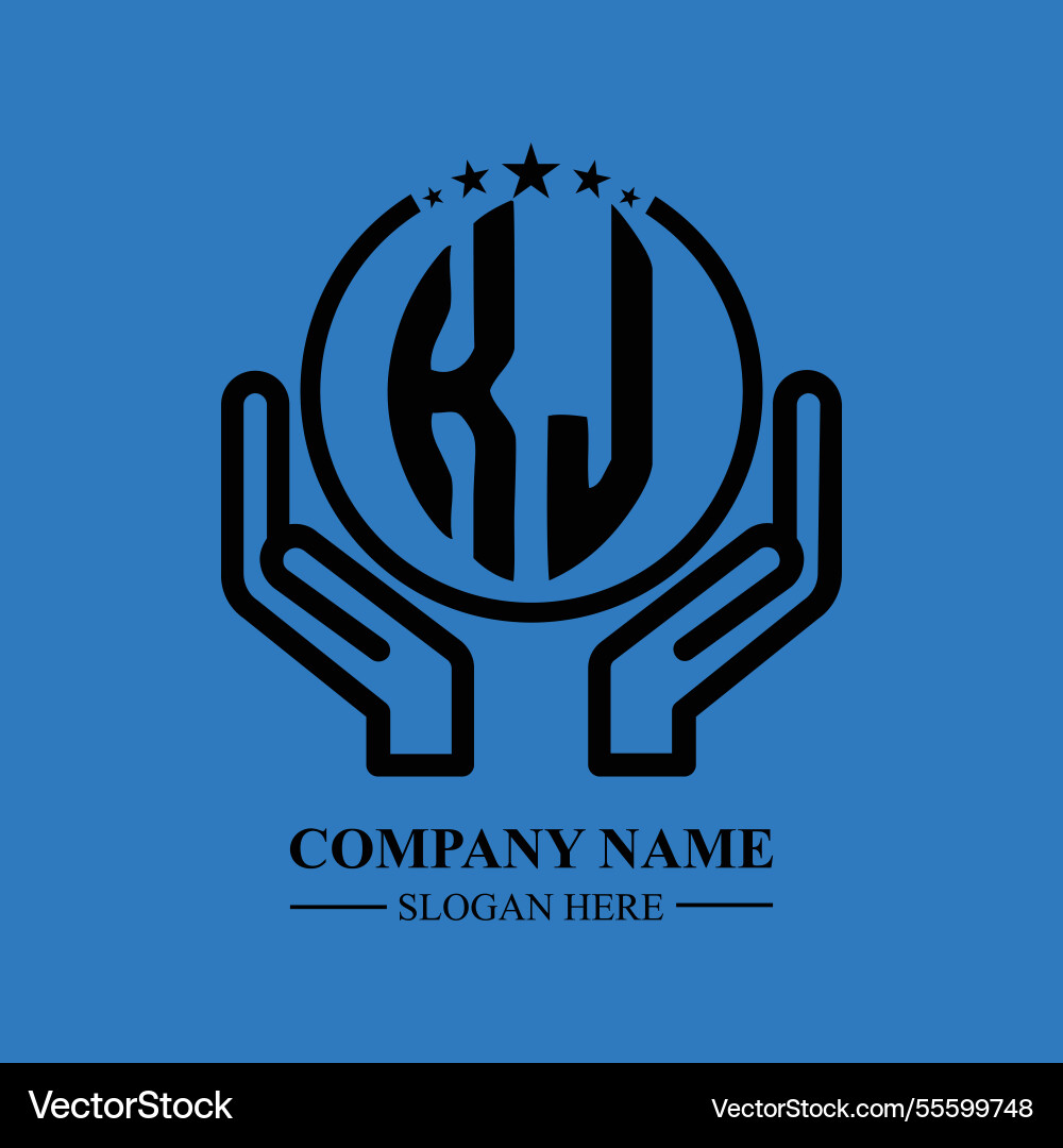 Kj initials modern logo design featuring held Vector Image