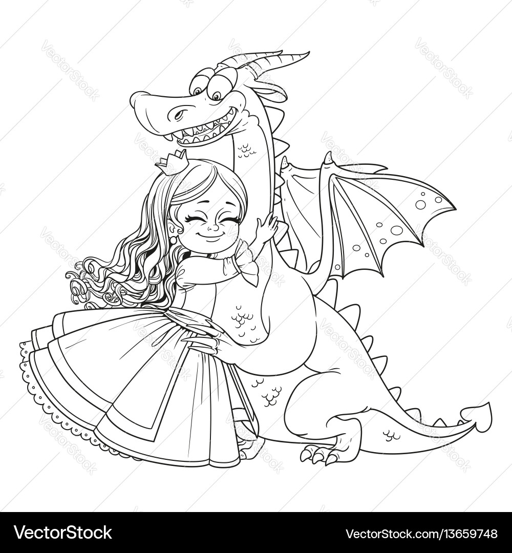 Princess and Dragon Hug Royalty Free Vector Image