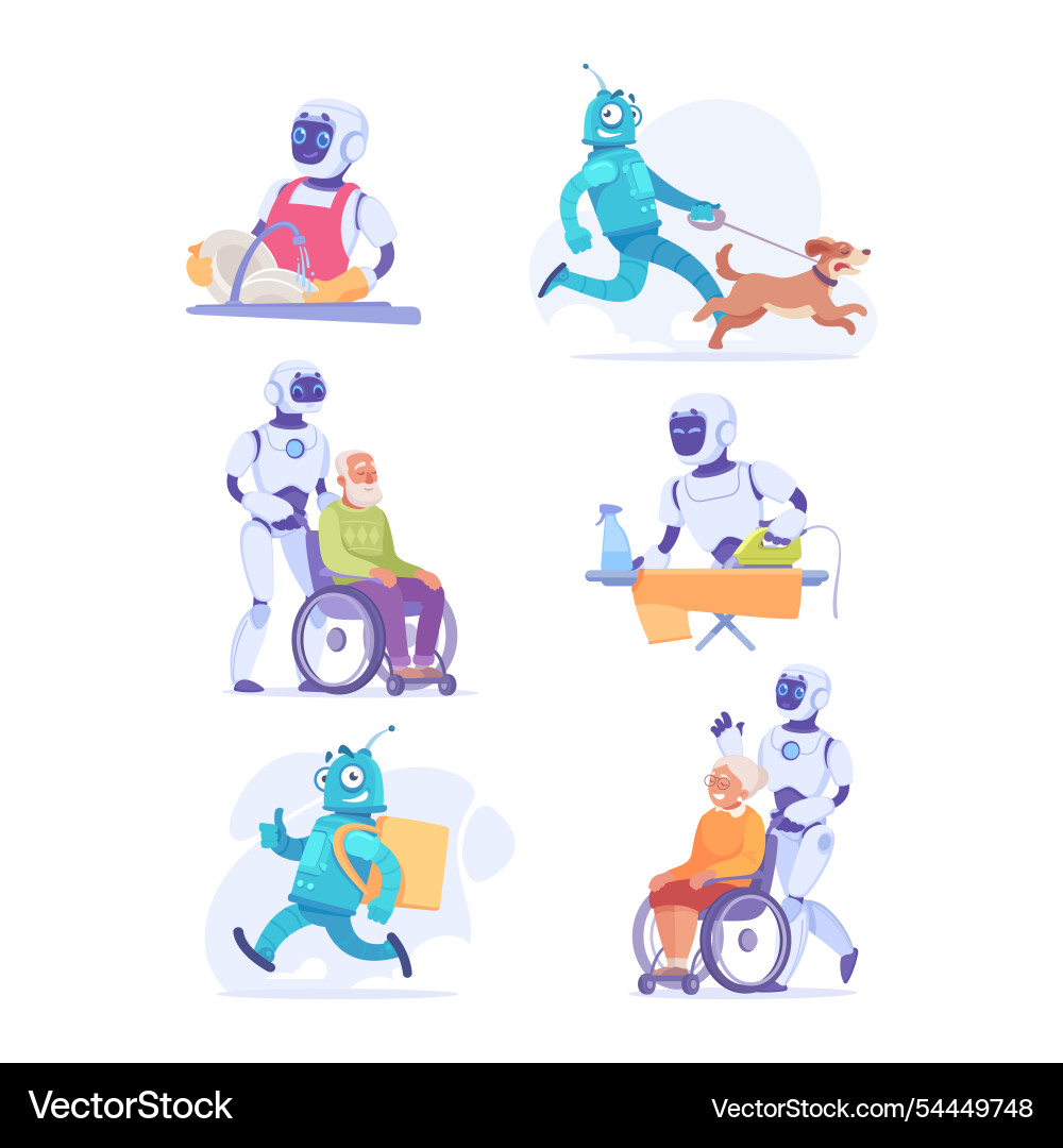 Robot character as smart android assistant machine
