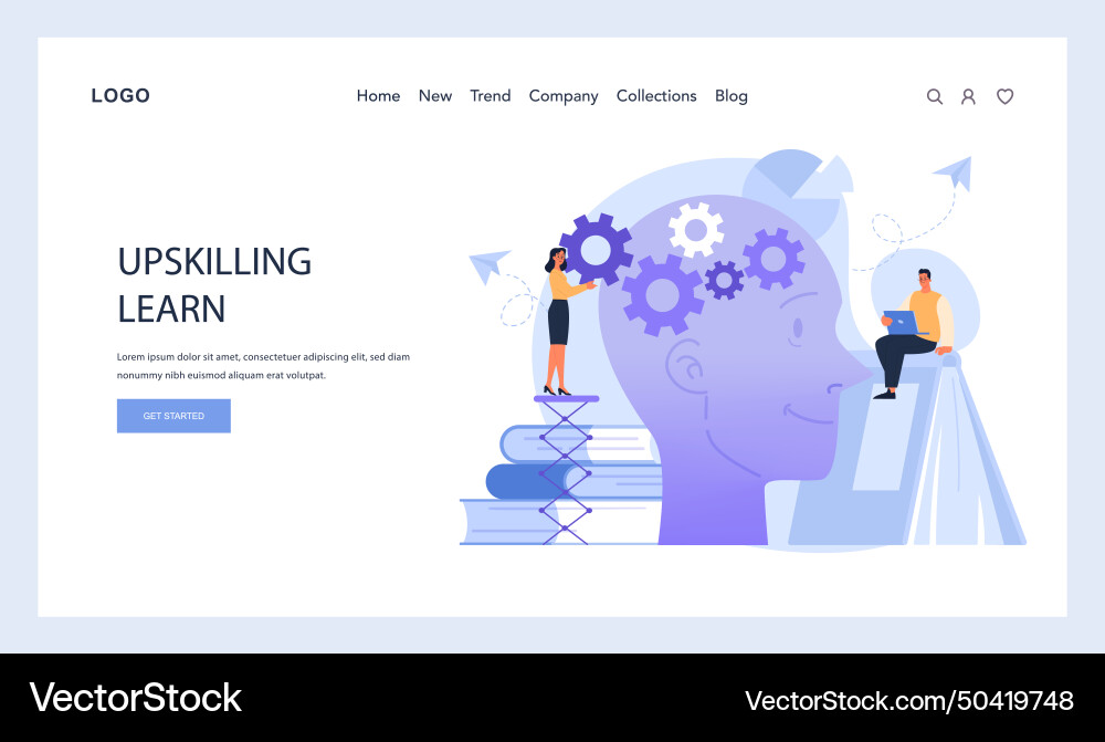 Upskilling journey set flat Royalty Free Vector Image