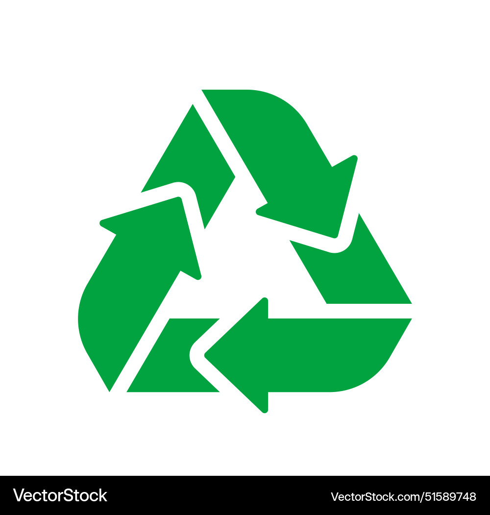 Vibrant green recycling logo representing eco Vector Image