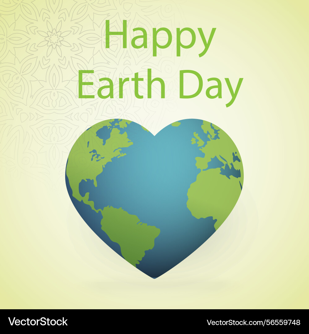 World earth day and heart shape map Royalty Free Vector