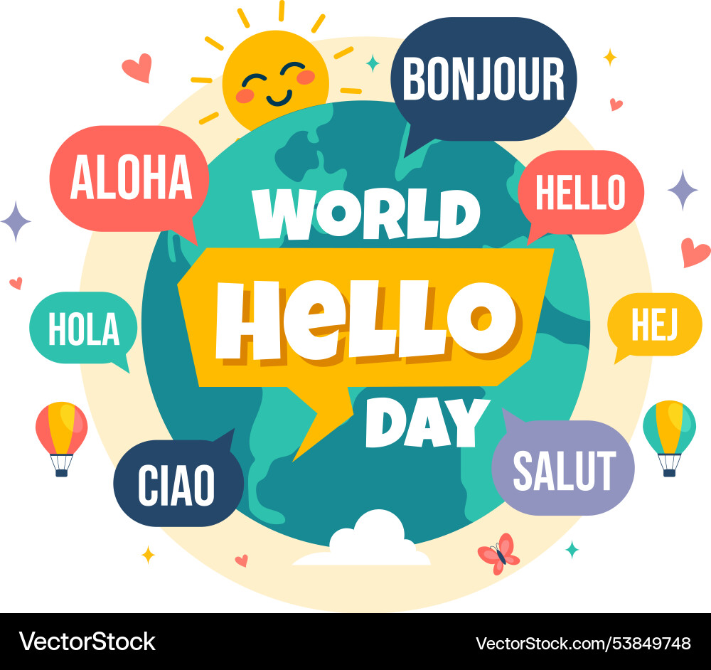 World hello day on november 21 with speech Vector Image