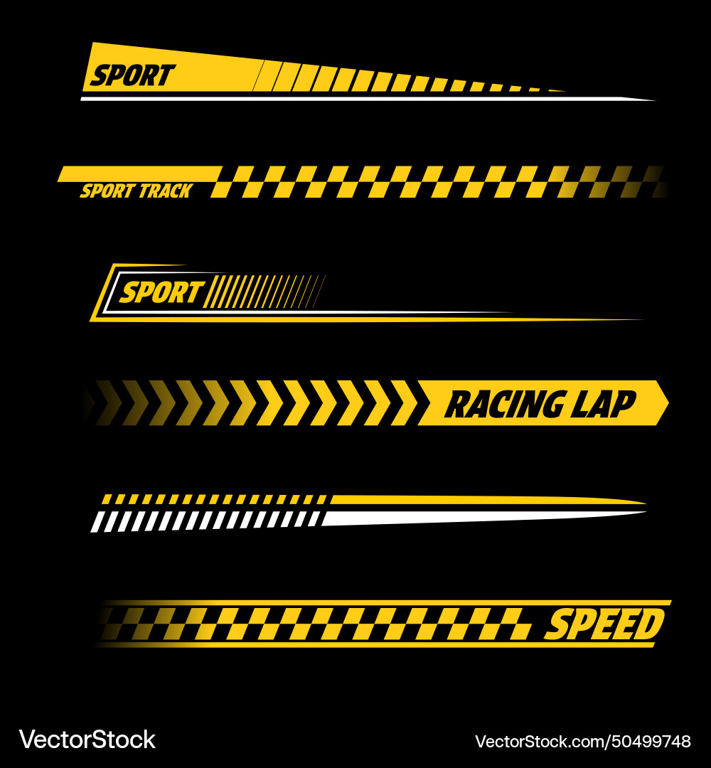 Yellow and white sport decals set Royalty Free Vector Image