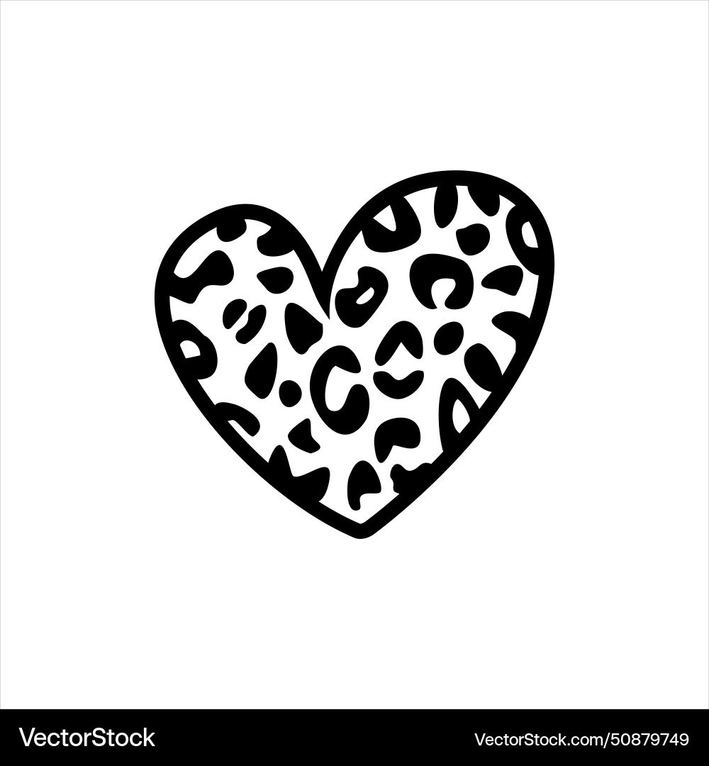 Black leopard animal print heart on a white Vector Image