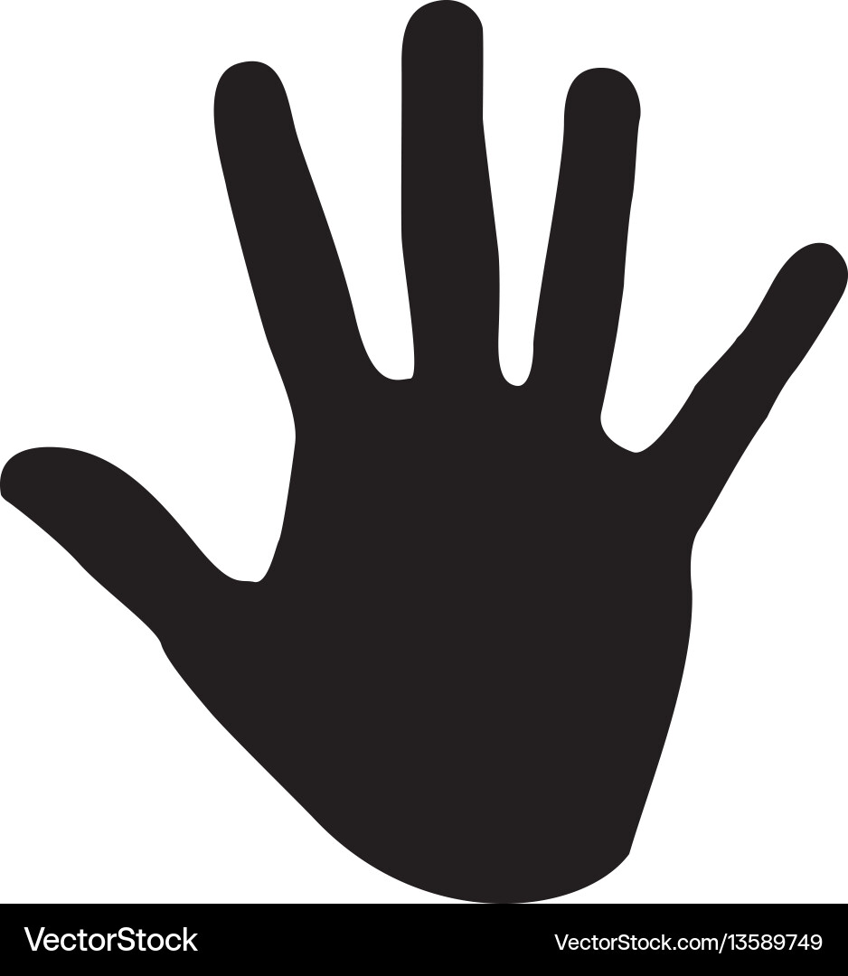 Black silhouette of left hand Royalty Free Vector Image