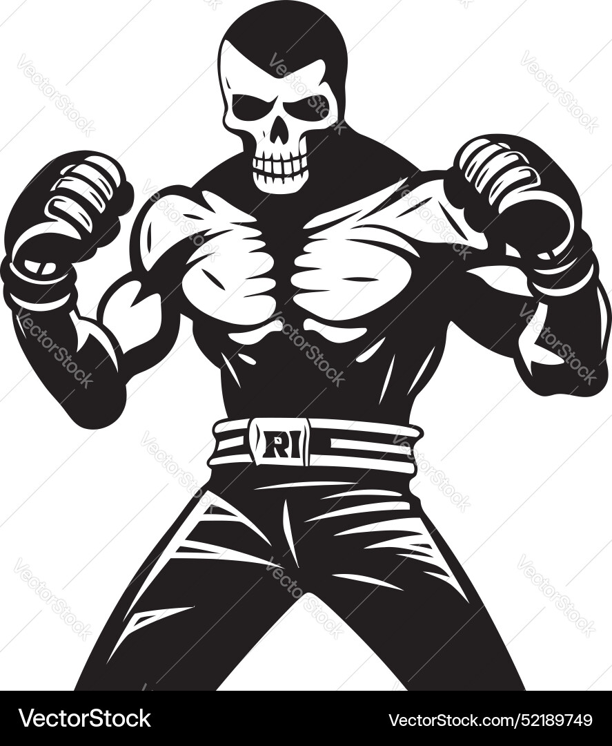 Bone buster skeleton boxing black logo icon skull Vector Image