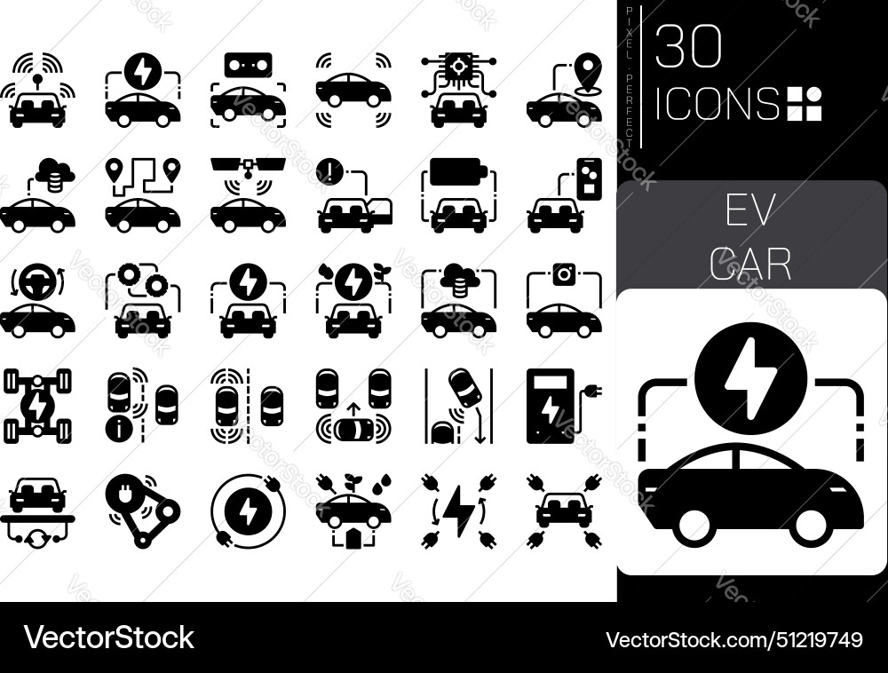 Ev car solid Royalty Free Vector Image - VectorStock