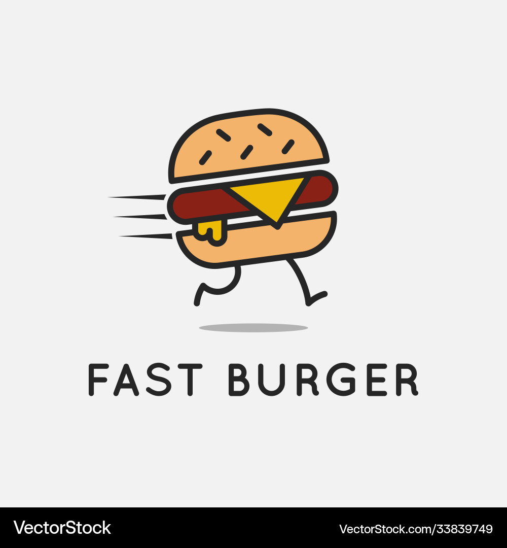 Fast burger logo running on background Royalty Free Vector