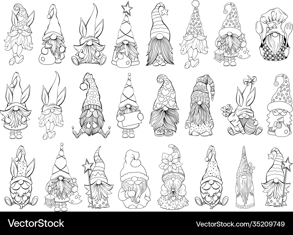 Gnome Black and White Vector Images (over 6,900)