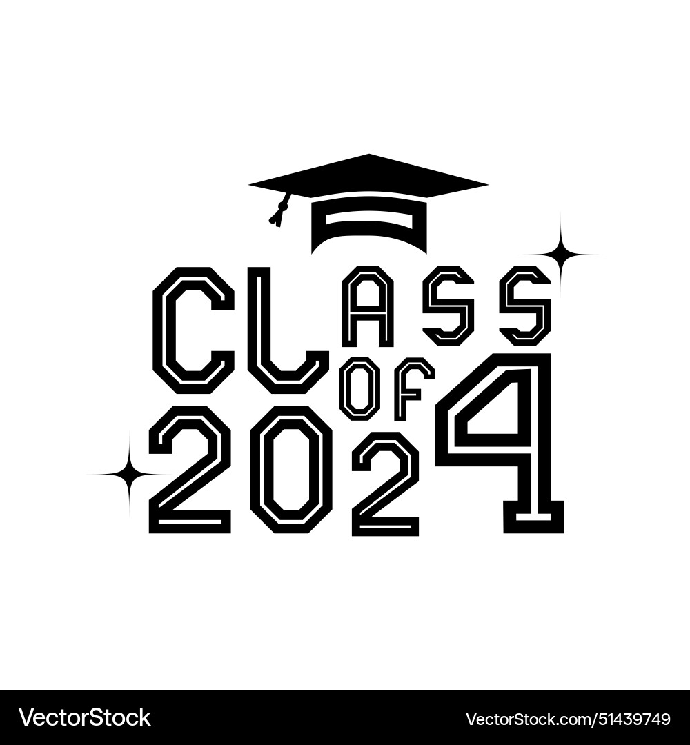 Graduation class of 2024 calligraphy text isolated