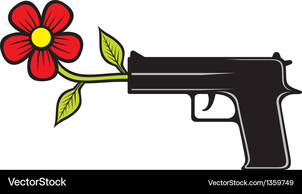 Gun shoots flowers Royalty Free Vector Image - VectorStock