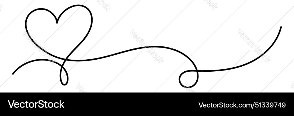 Love heart with wavy one line drawing Royalty Free Vector