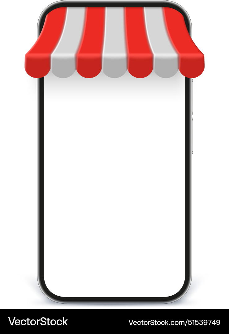 Mobile store mockup shop awning on smartphone Vector Image
