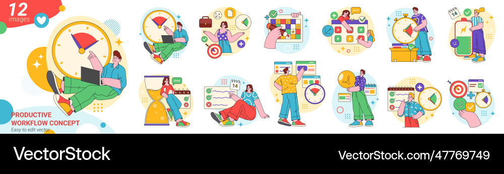 Productive workflow employees efficiency Vector Image