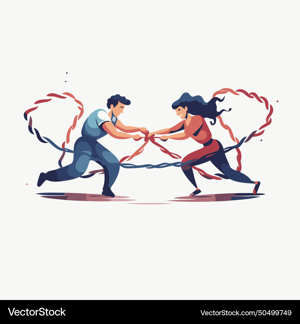 Tug of war fight between two people Royalty Free Vector