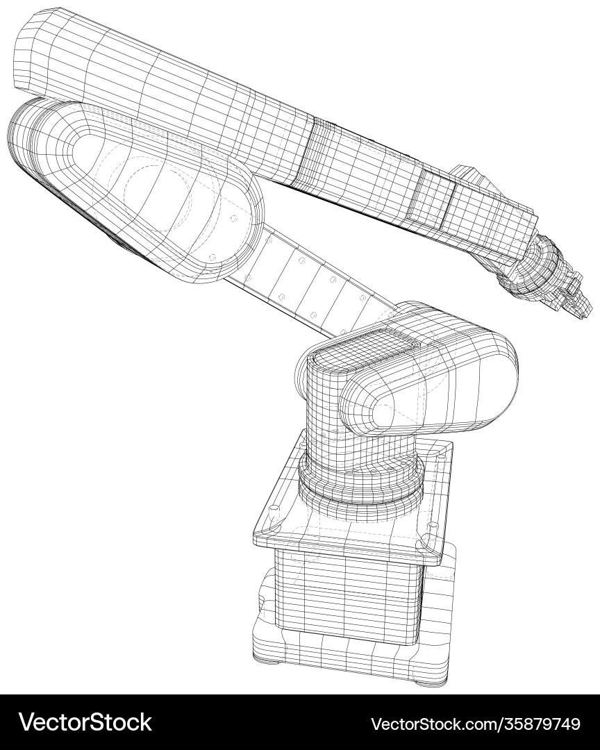 Wire-frame industrial robot isolated on white Vector Image