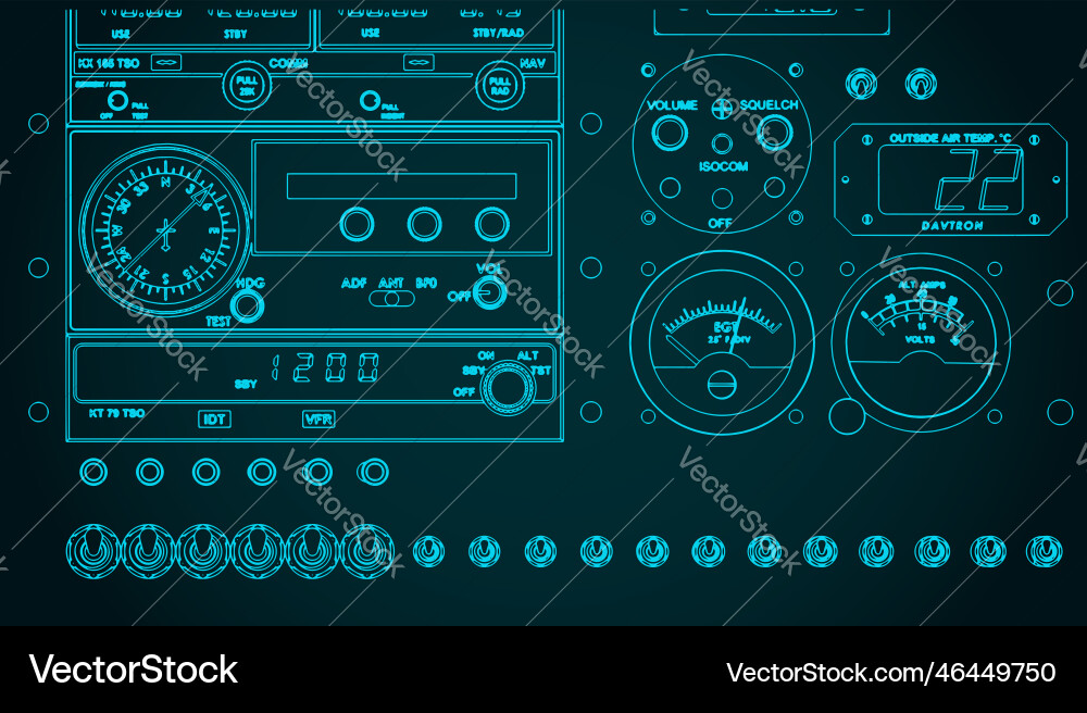 Airplane control dashboard Royalty Free Vector Image