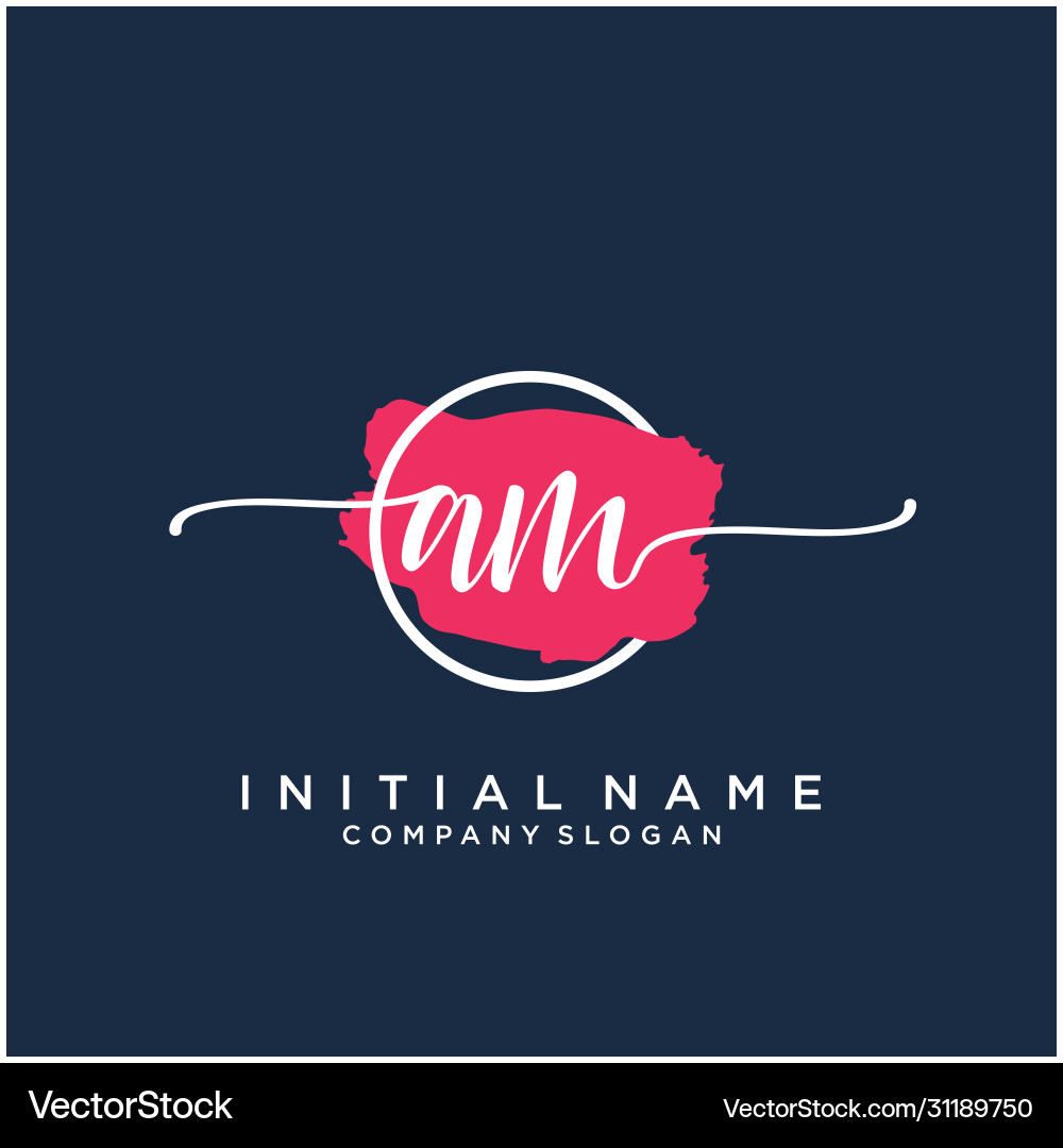 Am initial handwriting logo design with brush Vector Image