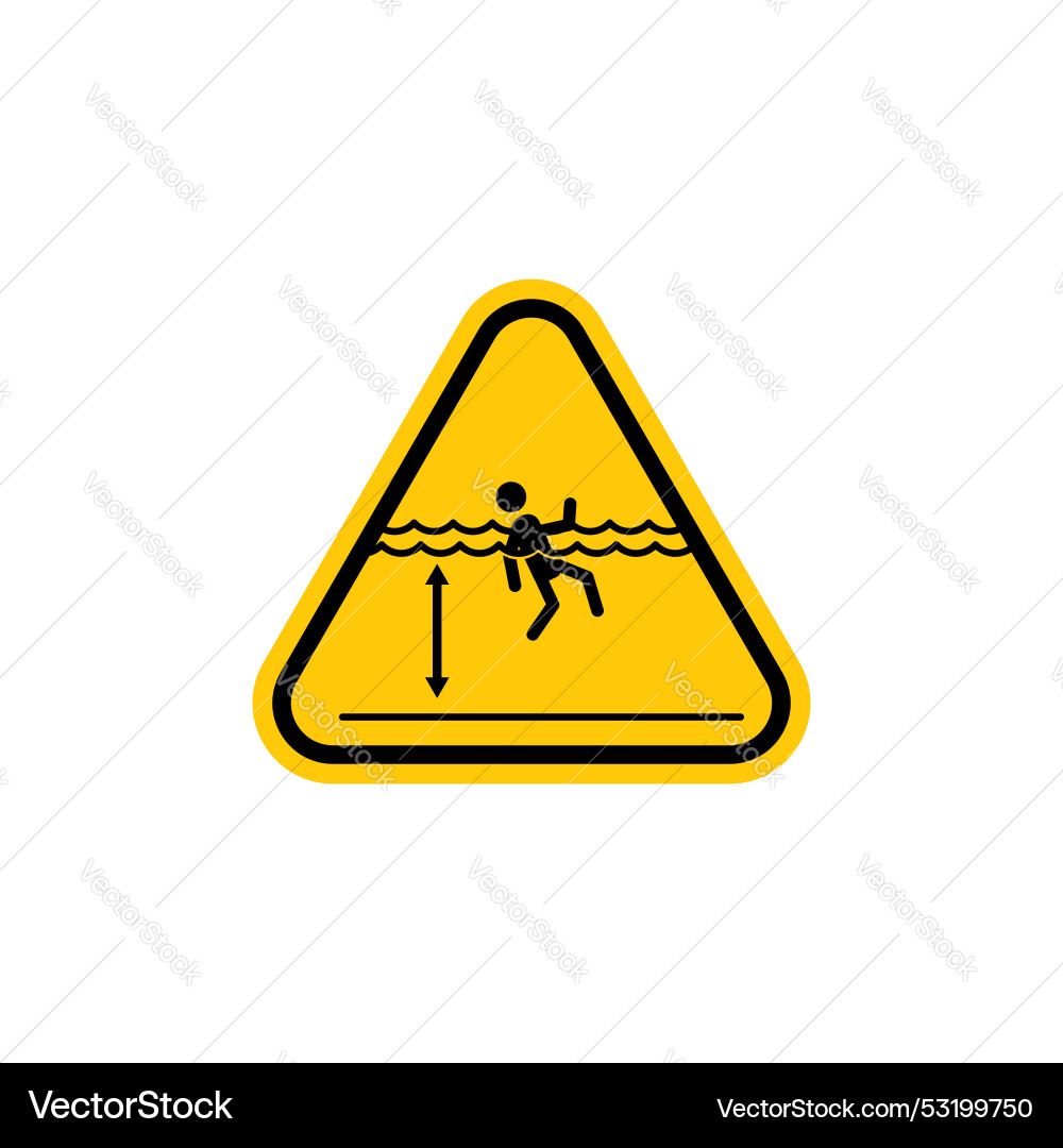 Deep water warning sign icon set alert for areas Vector Image