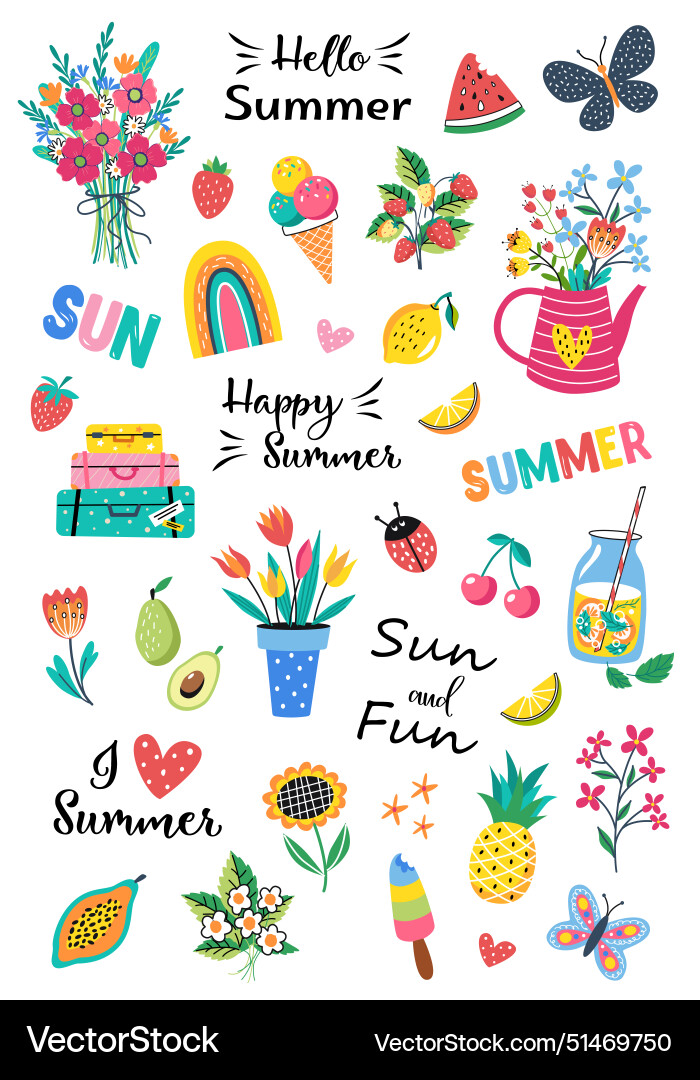 Hello summer and spring collection Royalty Free Vector Image