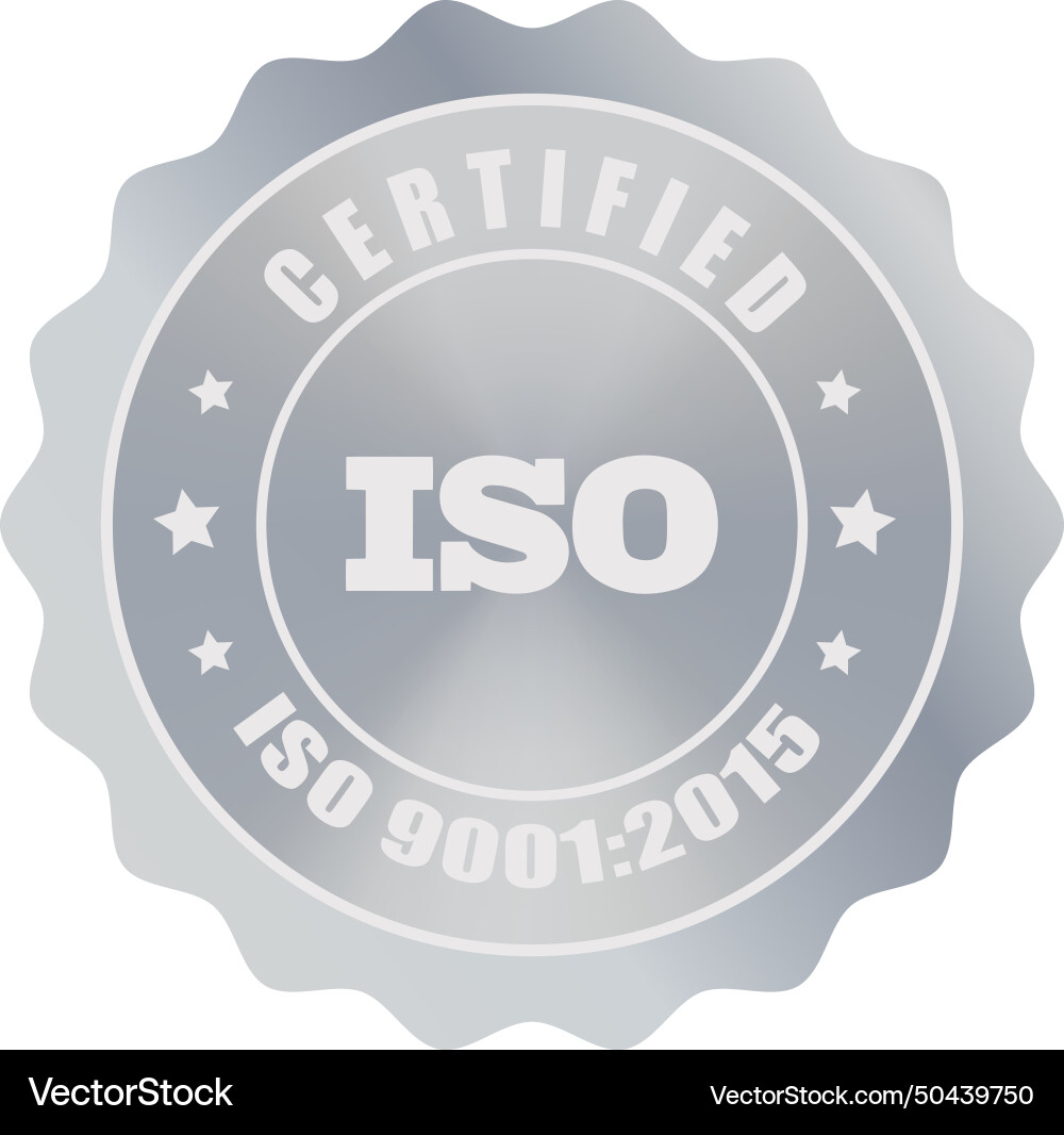 Iso seal in golden stamp certified company Vector Image