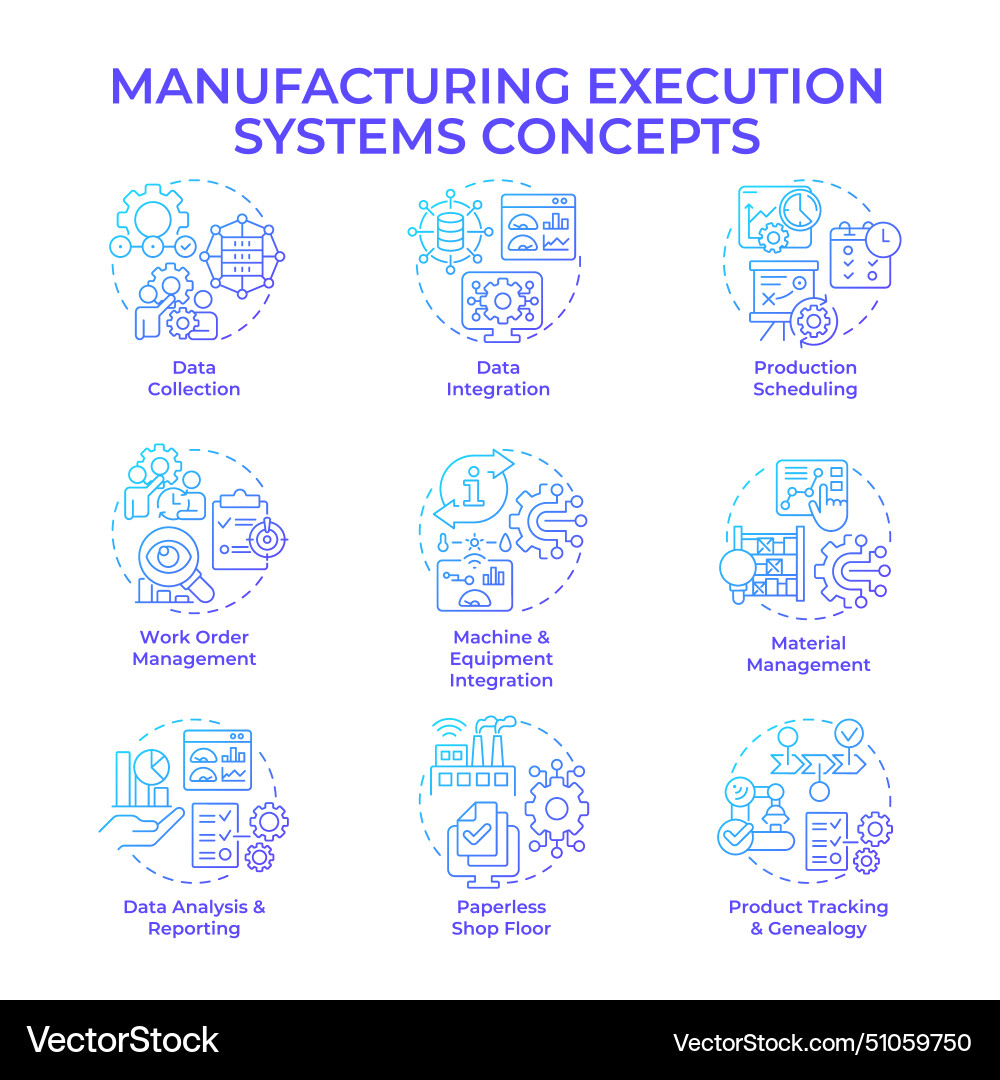 Manufacturing execution systems blue gradient Vector Image