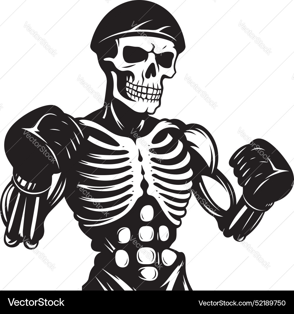 Skull crusher skeleton boxer design undead Vector Image