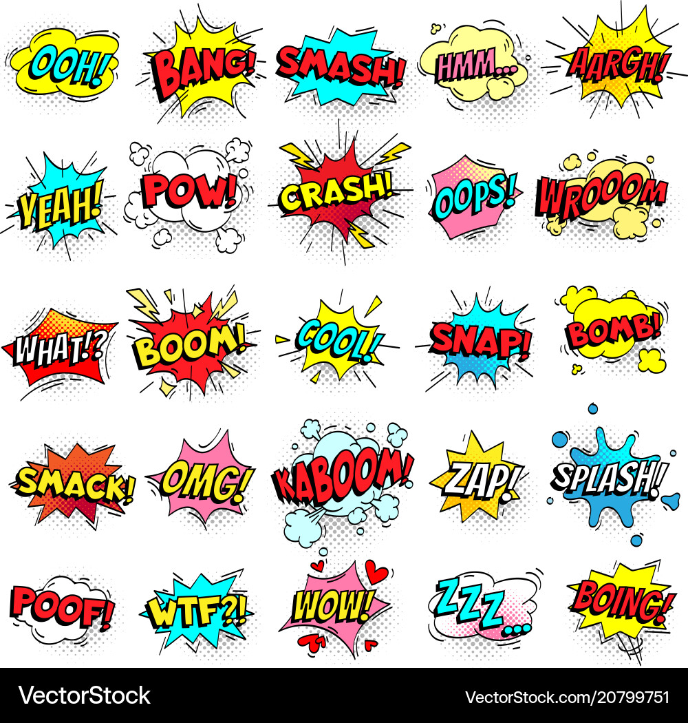 Exclamation texting comic signs on speech bubbles Vector Image