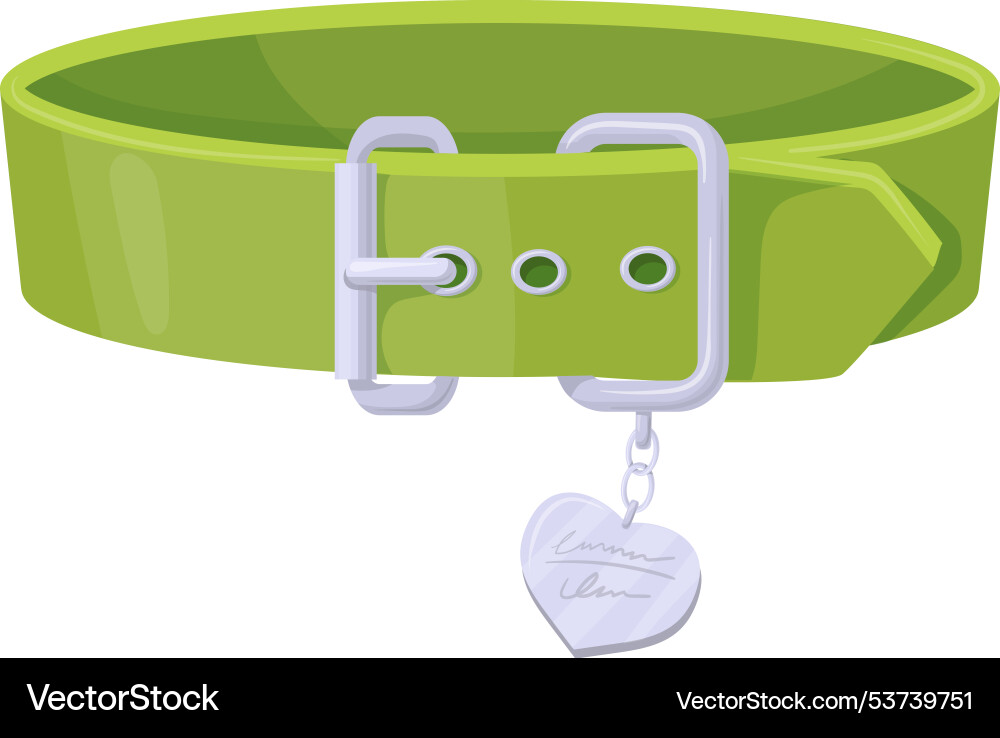 Green Leather Pet Collar - Cartoon Icon Royalty Free Vector
