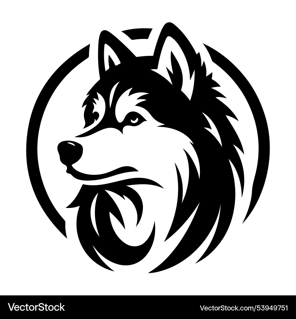 Siberian husky silhouette Royalty Free Vector Image