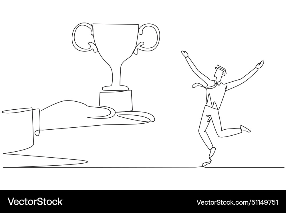 Single one line drawing the businessman was happy Vector Image